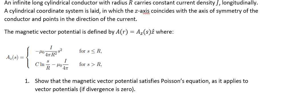 Solved An infinite long cylindrical conductor with radius R | Chegg.com