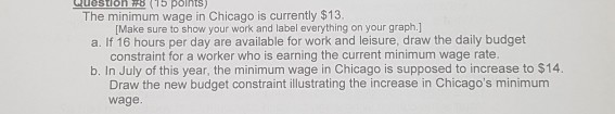 Solved Luoston 8 (15 points) The minimum wage in Chicago is | Chegg.com