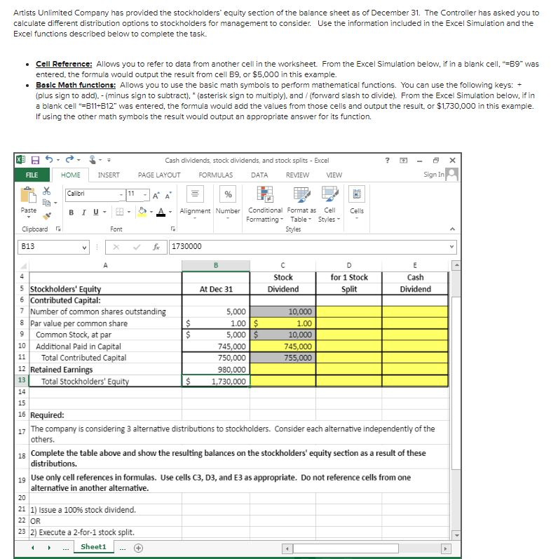 Solved Artists Unlimited Company has provided the | Chegg.com