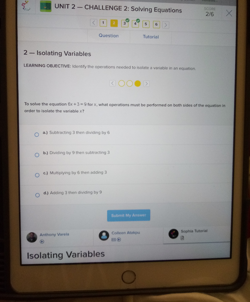 Solved Unit 2 Challenge 2 Solving Equations Score 2 6 Х 4