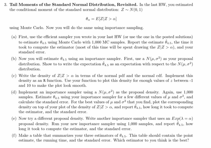 3. Tail Moments of the Standard Normal Distribution, | Chegg.com