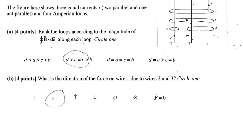 Rank the loops according to the magnitude of B * ﻿ds | Chegg.com