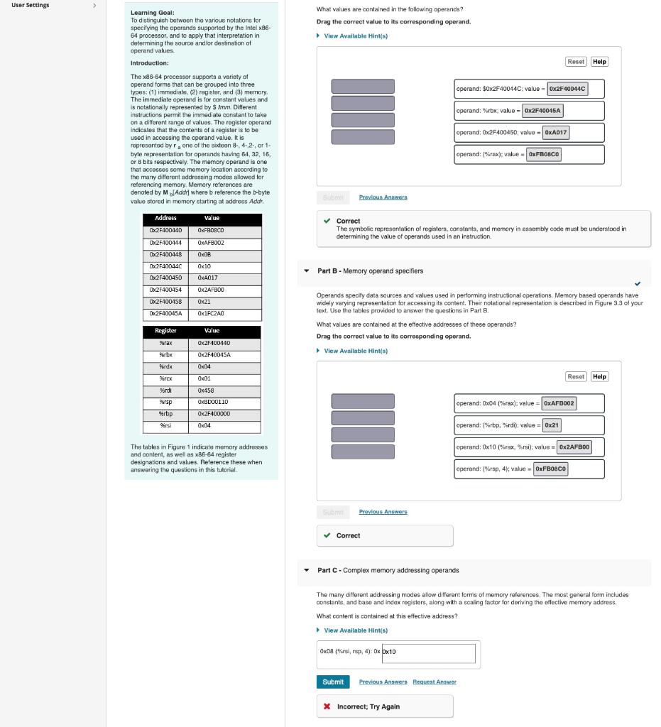 Solved User Settings Learning Goal: To distinguish between | Chegg.com