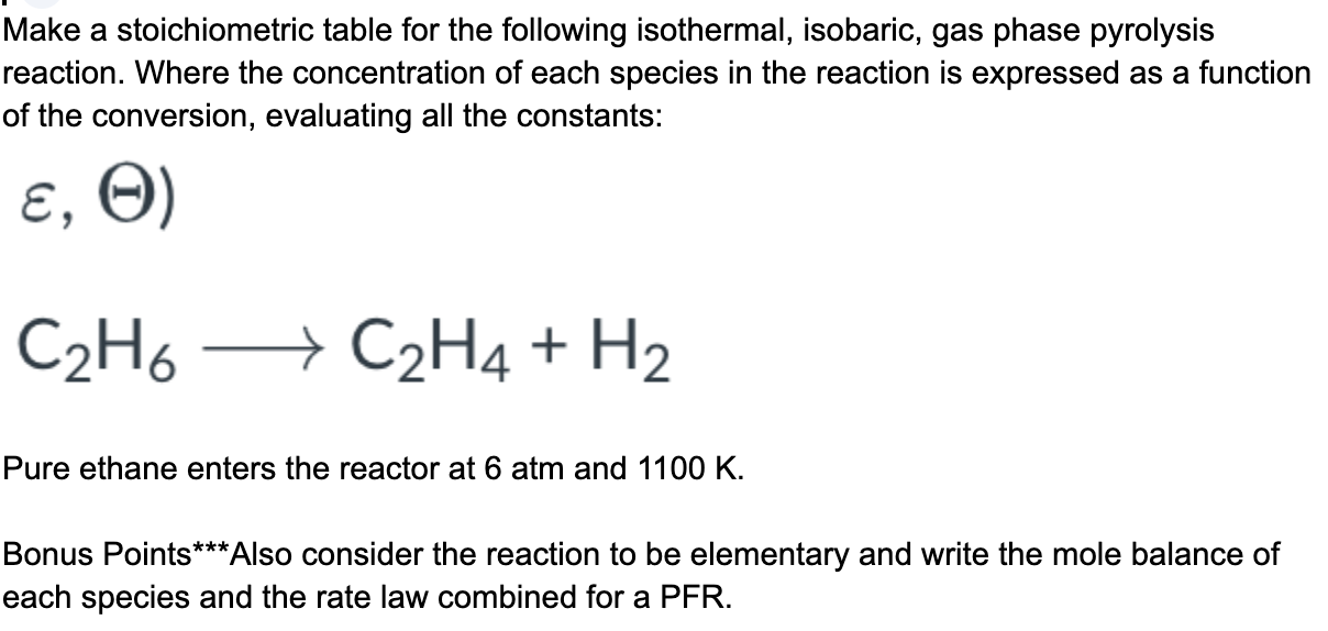 Solved Make a stoichiometric table for the following | Chegg.com