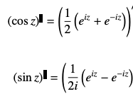 Solved (cos z) -iz = (3 (e* + e*) (sin z) = (2i (es * -e*). | Chegg.com