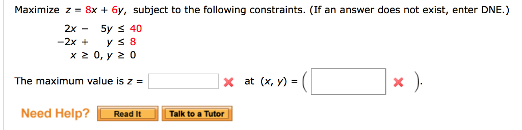 Solved Maximize z = 8x + 6y, subject to the following | Chegg.com