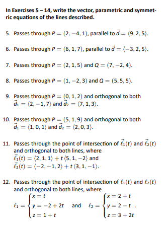 Solved In Exercises 5-14, ﻿write the vector, parametric and | Chegg.com