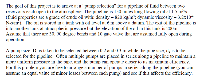 Solved The goal of this project is to arrive at a "pump | Chegg.com