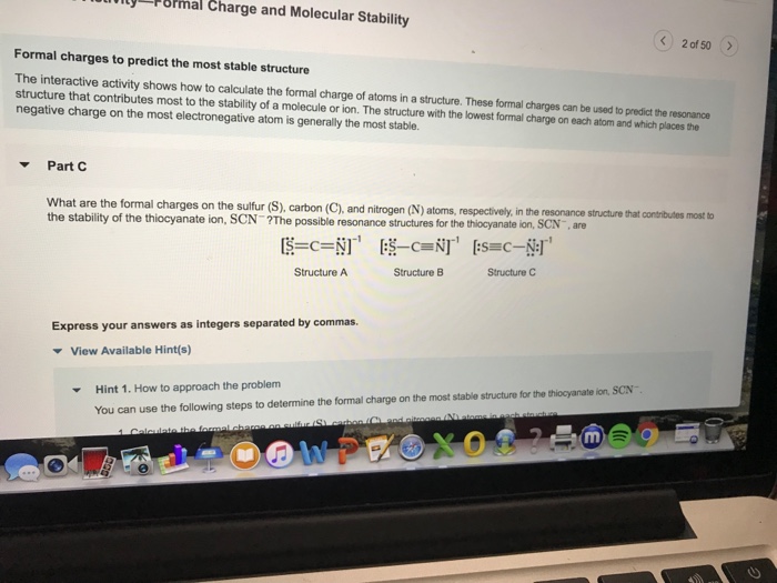 Solved y-rmal Charge and Molecular Stability 2 of 50 Formal | Chegg.com