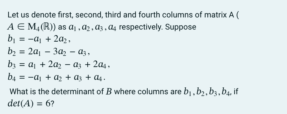 Solved Let us denote first, second, third and fourth columns | Chegg.com