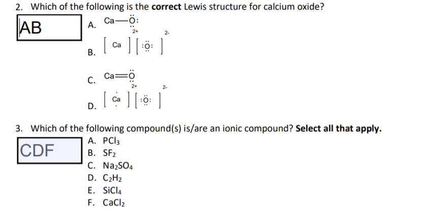 Solved 2. Which of the following is the correct Lewis | Chegg.com