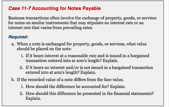 Solved Case 11-7 Accounting for Notes Payable Business | Chegg.com