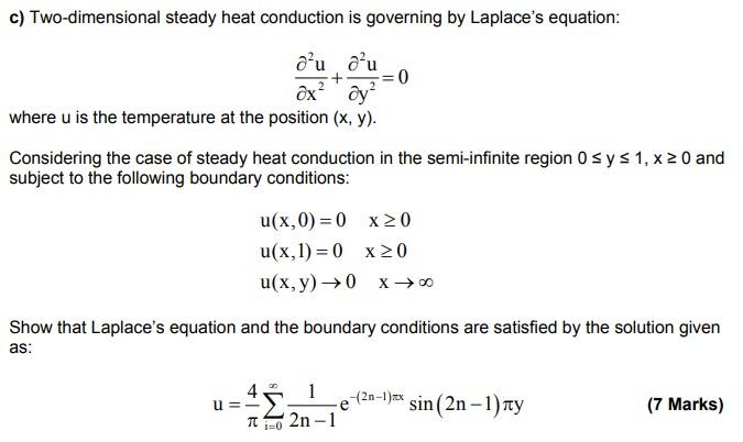 Solved c) Two-dimensional steady heat conduction is | Chegg.com