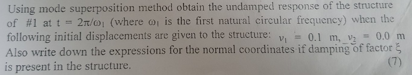 Solved Using mode superposition method obtain the undamped | Chegg.com
