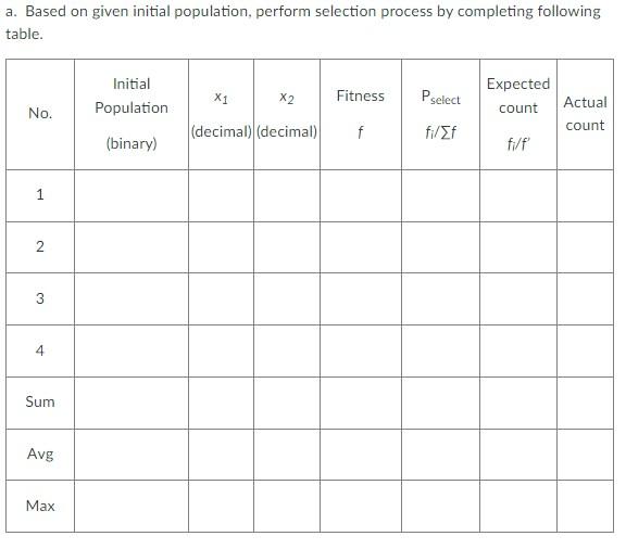 Consider Maximization Of Using Simple Genetic