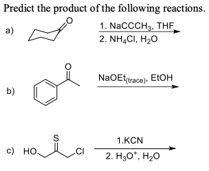 Predict the product of the following reactions. a) 1. | Chegg.com