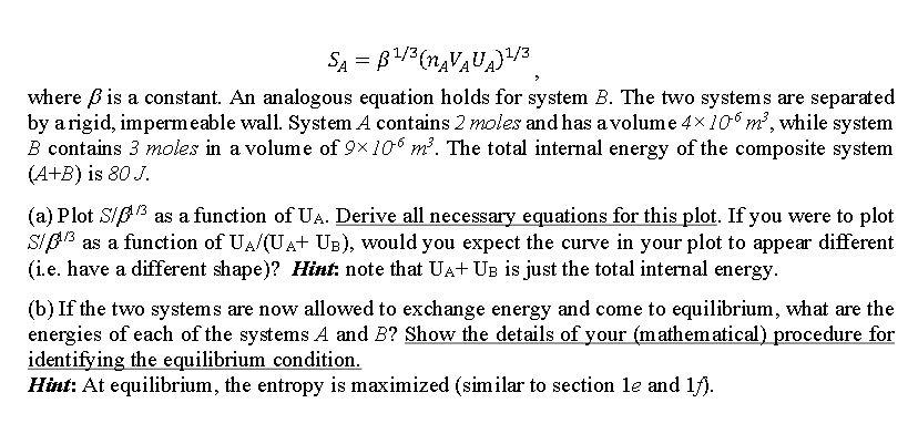 (2) A fundamental equation in thermodynamics is an | Chegg.com