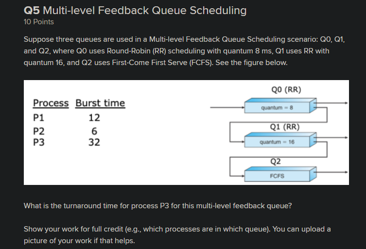 Solved Q5 Multi-level Feedback Queue Scheduling 10 Points | Chegg.com