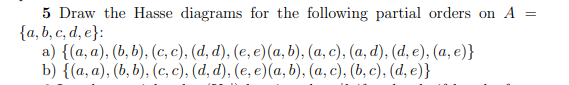 Solved 5 Draw the Hasse diagrams for the following partial | Chegg.com