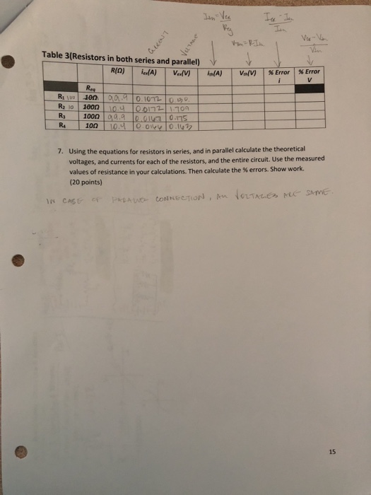 Solved Table 3(Resistors in both series and parallel) Req R3 | Chegg.com