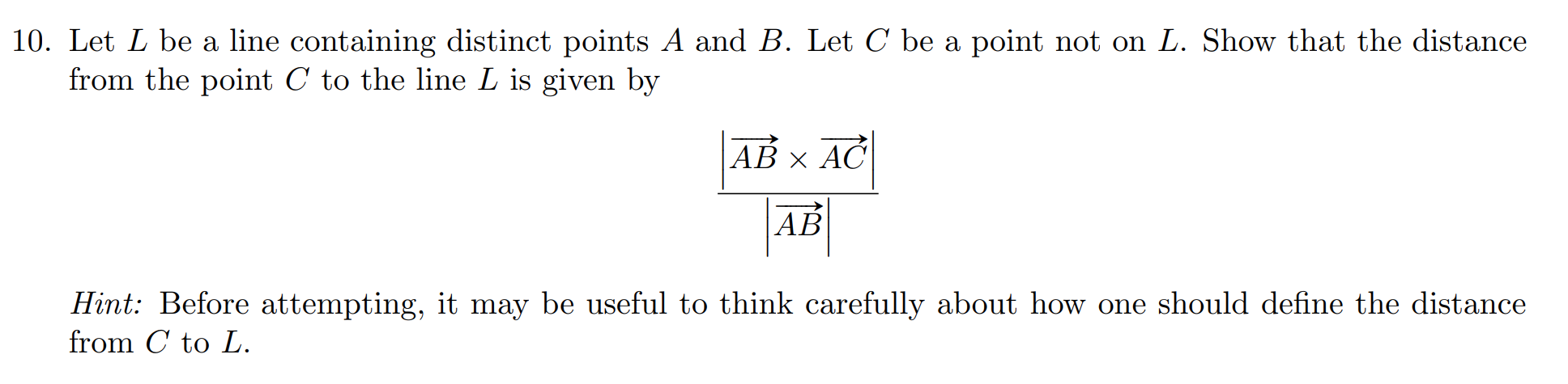 Let L be a line containing distinct points A and B. | Chegg.com