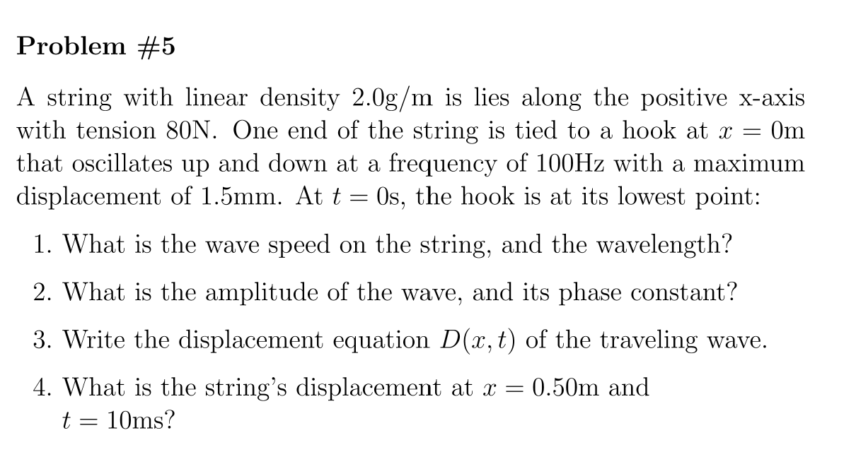 Solved Problem #5 A string with linear density 2.0g/m is | Chegg.com