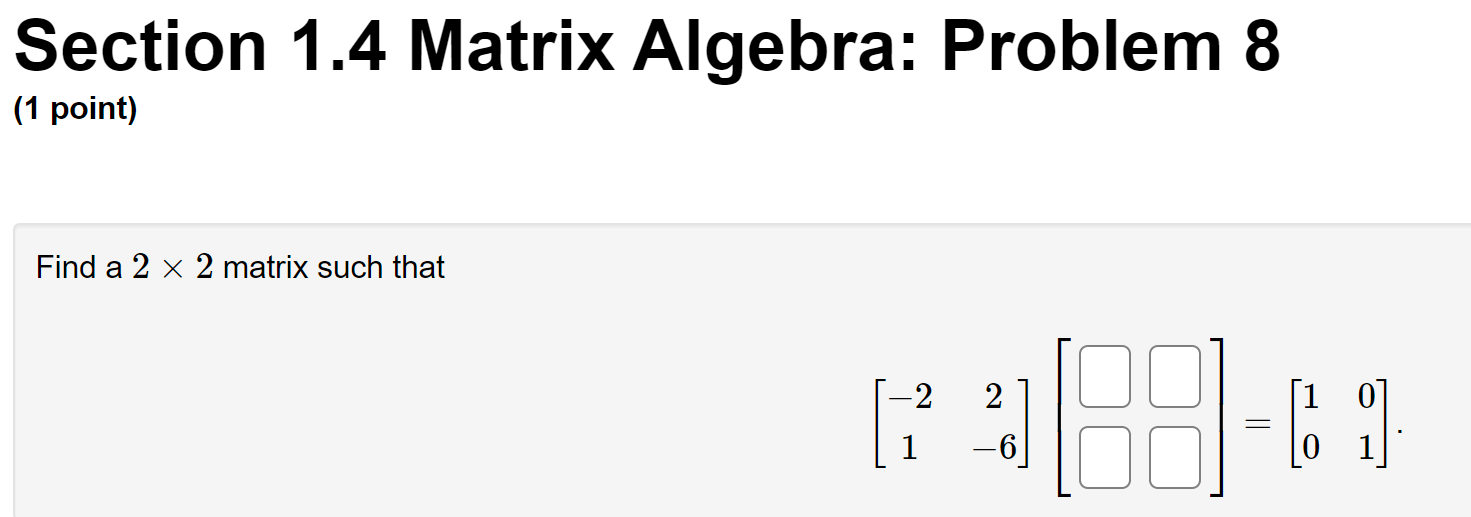 Solved Section 1 4 Matrix Algebra Problem 8 1 Point Find