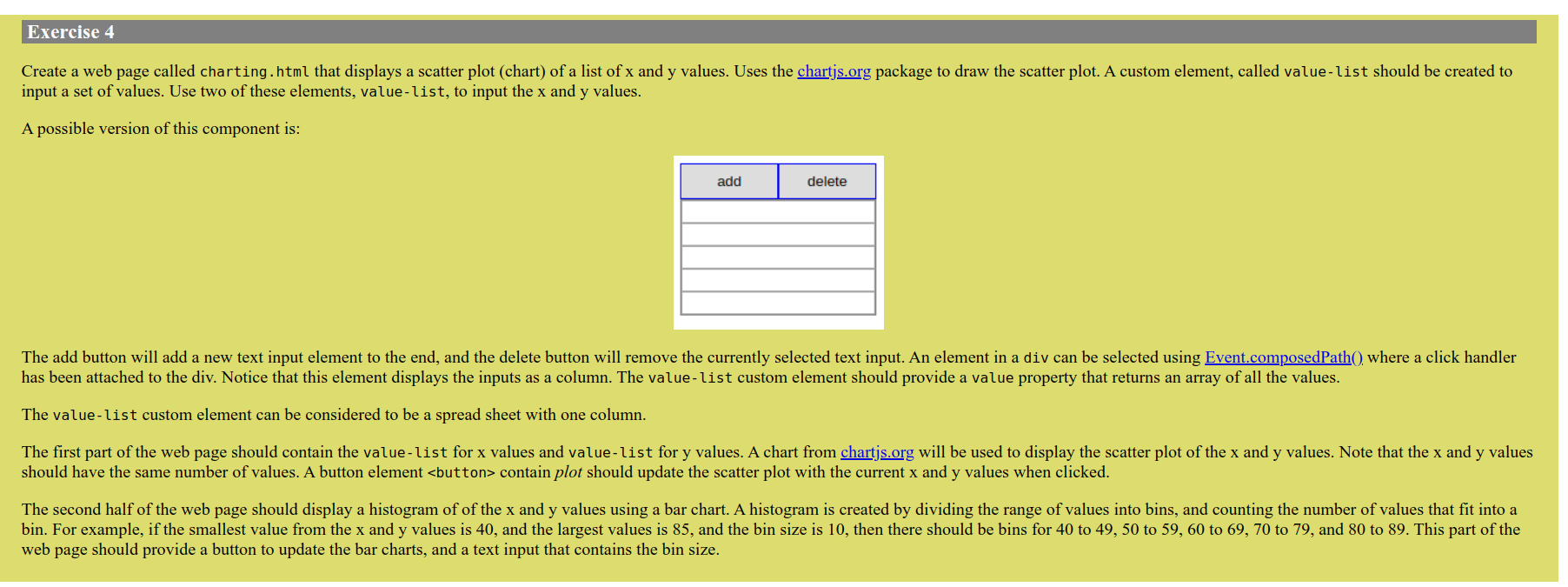 Exercise 4 Create a web page called charting.html | Chegg.com