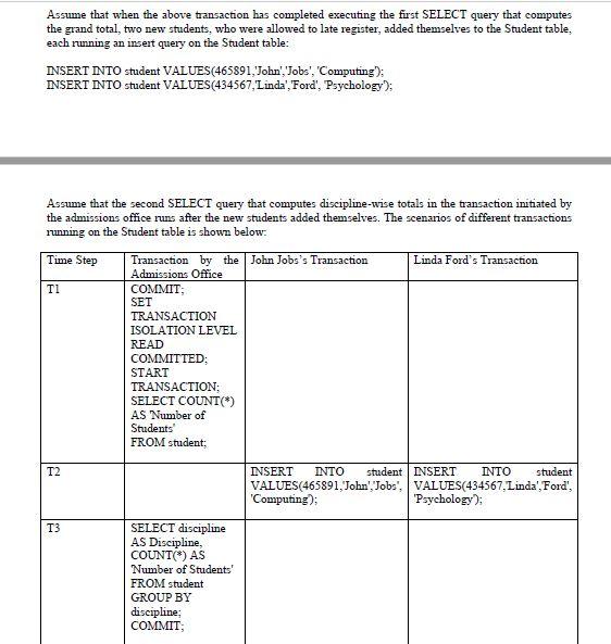 Solved 1. Consider the following Student table in a | Chegg.com