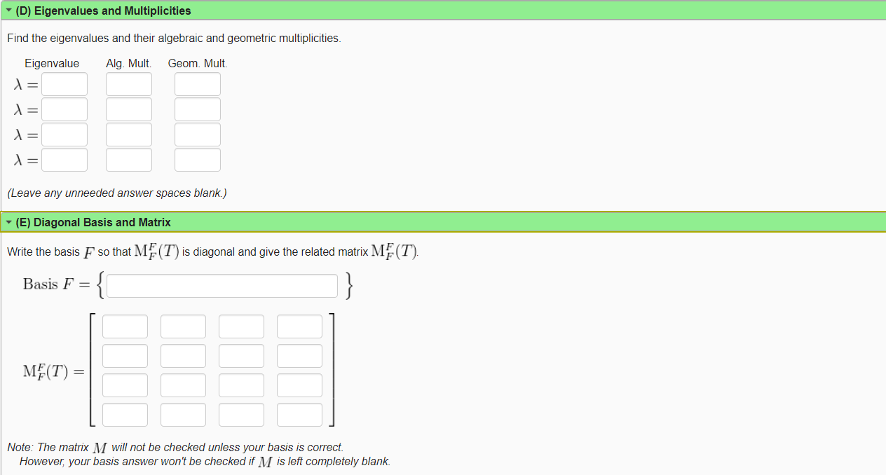 Solved (1 point) The linear transformation T : R4 → R4 below | Chegg.com
