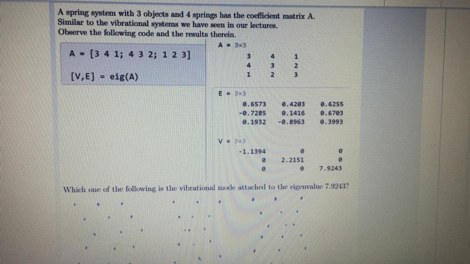 Solved A spring system with 3 objects and 4 springs has the | Chegg.com