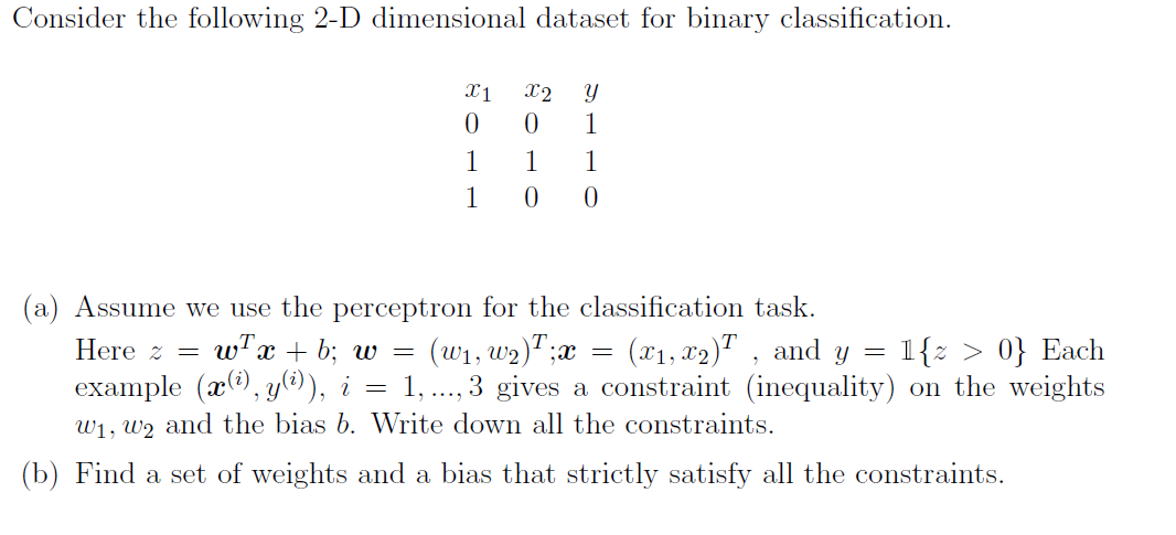 Solved Consider the following 2-D dimensional dataset for | Chegg.com
