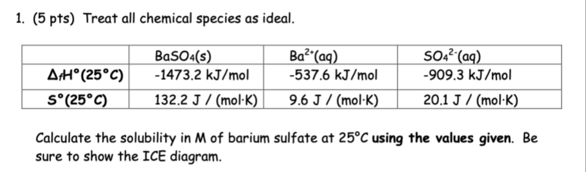 Solved (5 ﻿pts) ﻿Treat all chemical species as | Chegg.com