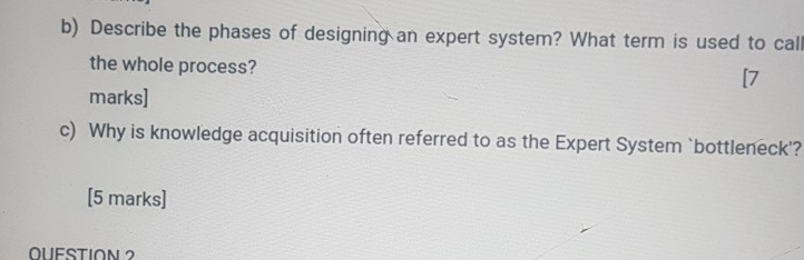 Solved b) Describe the phases of designing an expert system? | Chegg.com