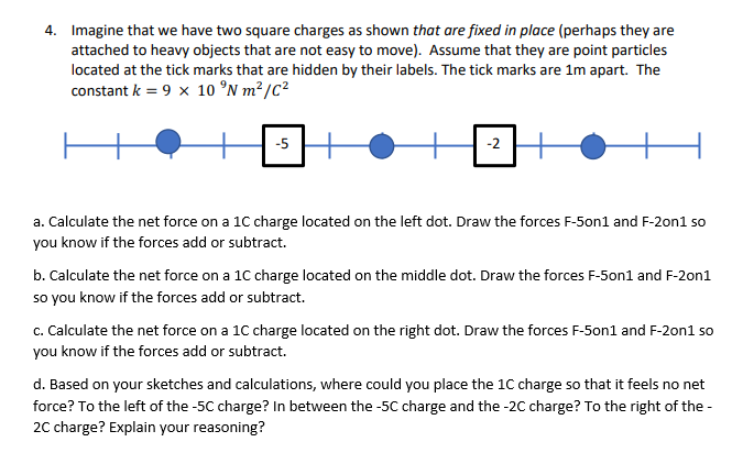 Solved 4. Imagine that we have two square charges as shown | Chegg.com