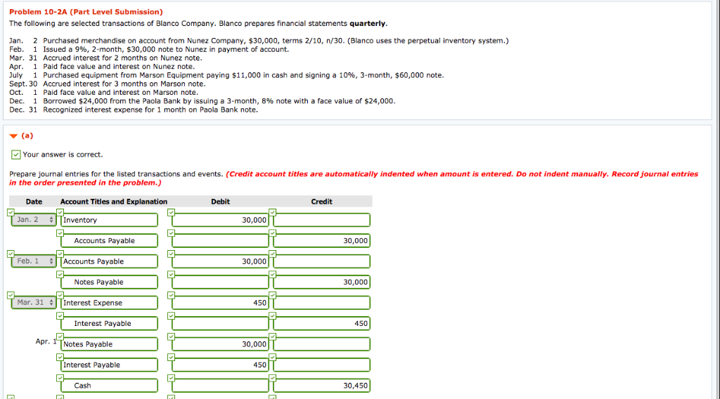 Solved Problem 10-2A (Part Level Submission) The following | Chegg.com