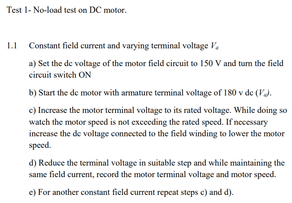 Solved DC SHUNT MOTOR EXPERIMENT : I need a quick analysis | Chegg.com
