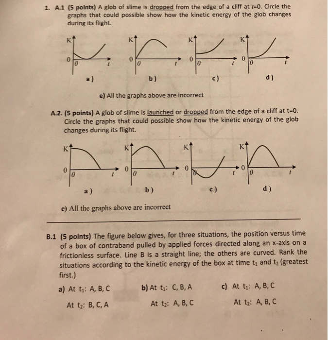 Solved A glob of slime is dropped from the edge of a cliff | Chegg.com