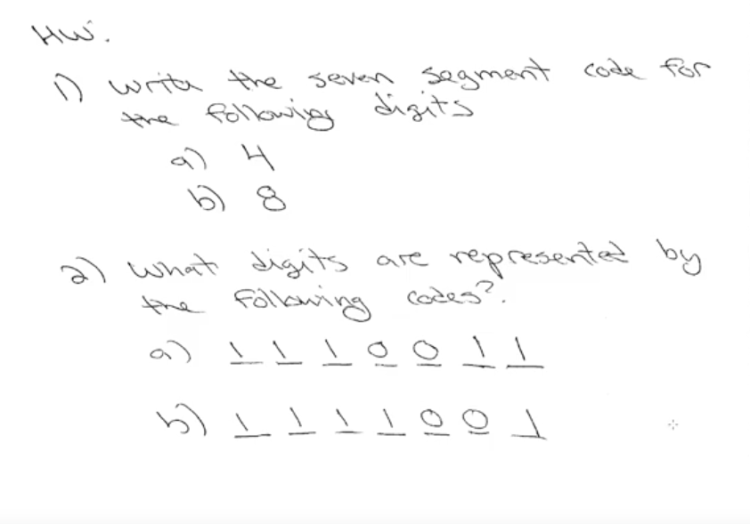 Solved code for MS, D write the 이 the seven segment | Chegg.com