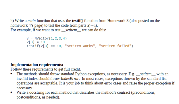 Solved Implement In Python A Class Called Nvector That