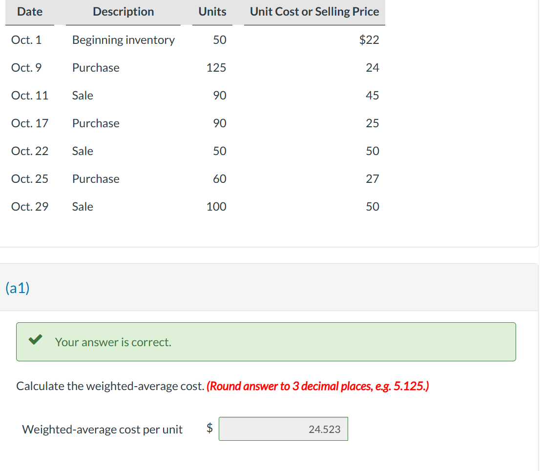 Solved Calculate the weighted-average cost. (Round answer to | Chegg.com