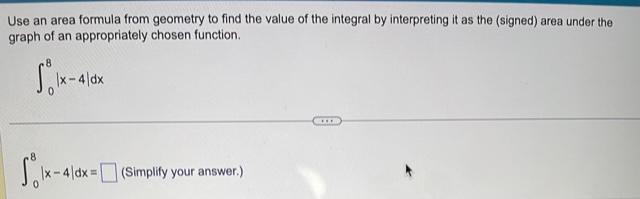 Solved Use an area formula from geometry to find the value | Chegg.com