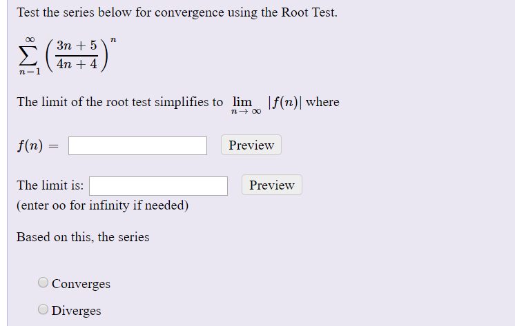 Solved Test the series below for convergence using the Ratio | Chegg.com