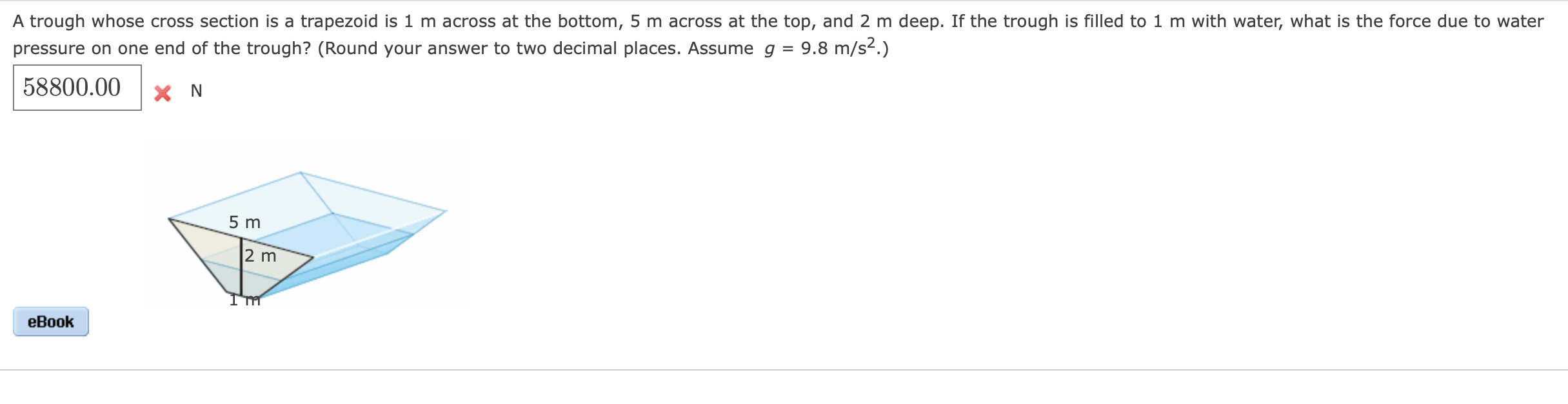 Solved A trough whose cross section is a trapezoid is 1 m | Chegg.com