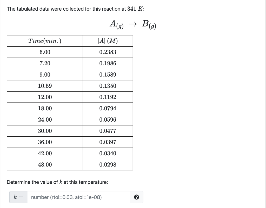 Solved The tabulated data were collected for this reaction | Chegg.com