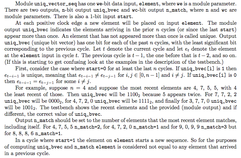 Solved Module uniq_vector_seq has one we-bit data input, | Chegg.com