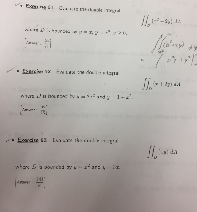 Solved Exercise 61 Evaluate the double integral (22y) dA | Chegg.com