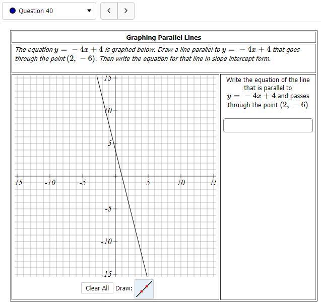Solved Question 40 Graphing Parallel Lines The equation | Chegg.com