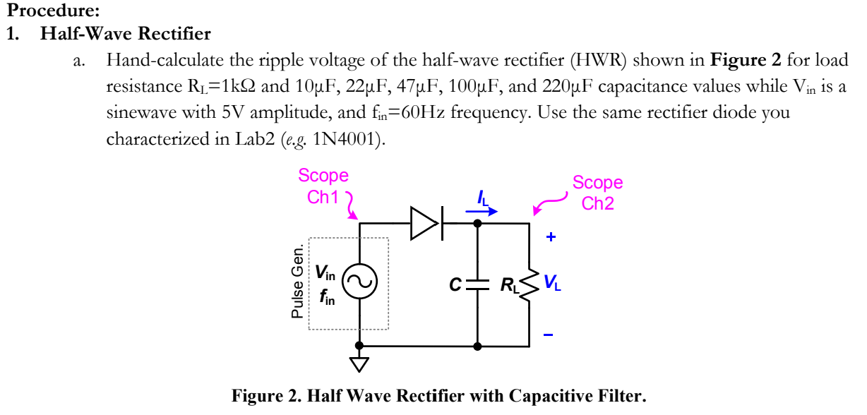Solved Hand-calculate the ripple voltage of the half-wave | Chegg.com