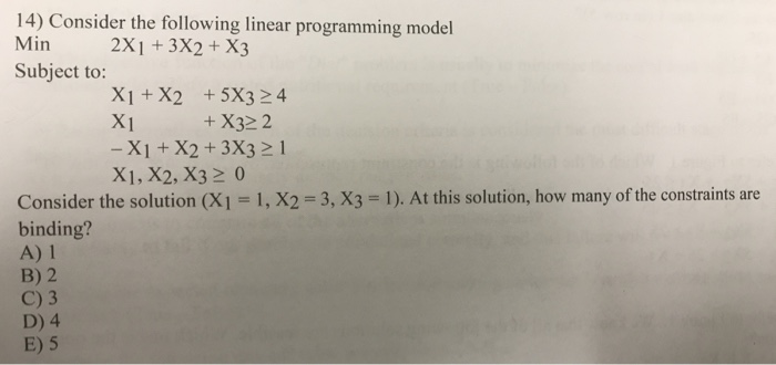 Solved Consider the following linear programming model Min | Chegg.com